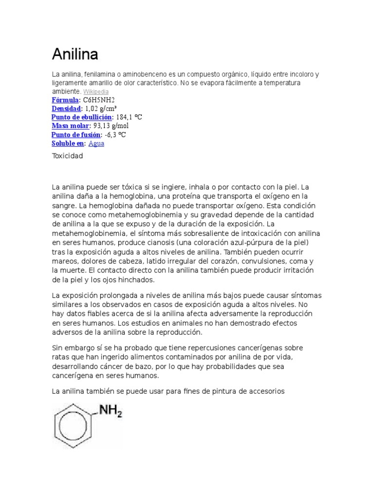 Anilina | Química | Ciencias físicas