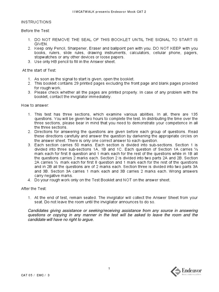 CAT Practice Paper 2 | PDF | Argument | Teaching Mathematics
