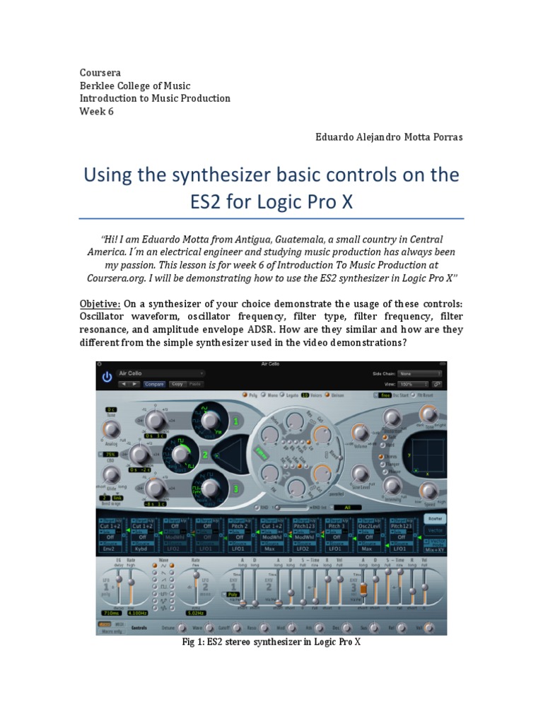 Using The Synthesizer Basic Controls On The ES2 For Logic Pro X - Week ...