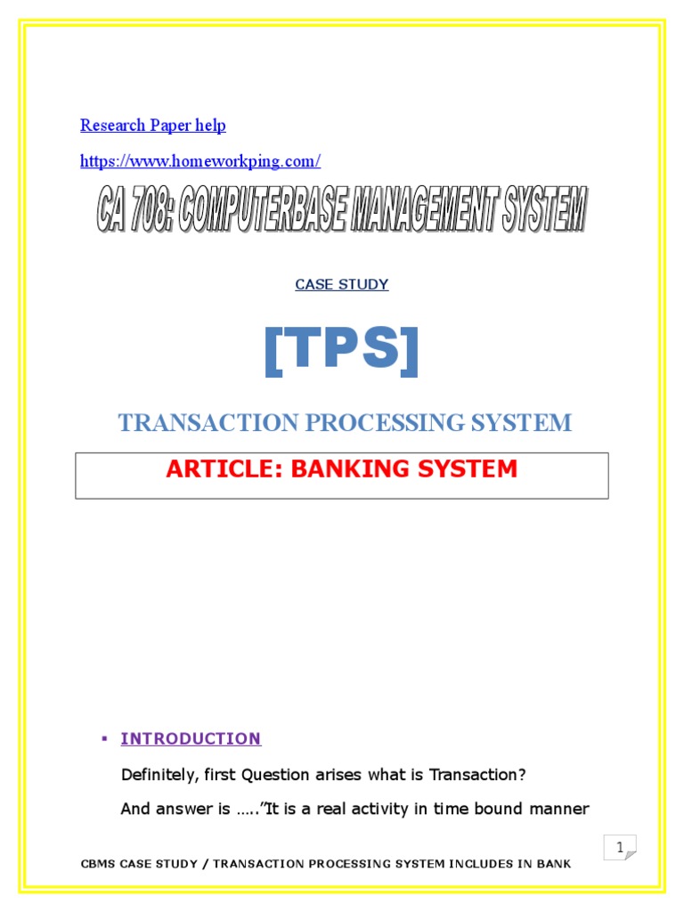 Tps Case Study | PDF | Cheque | Deposit Account