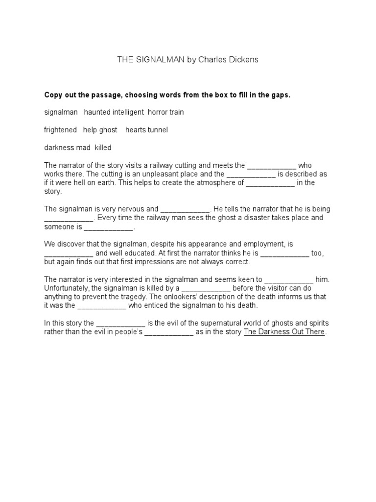 SIGNALMAN by Charles Dickens | PDF