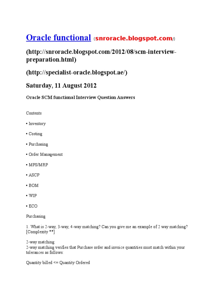 SCM Interview Question | PDF | Inventory | Business Process