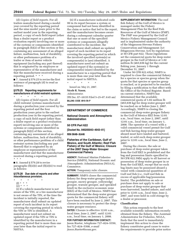 Rule: Fishery Conservation and Management: Caribbean, Gulf, and South ...