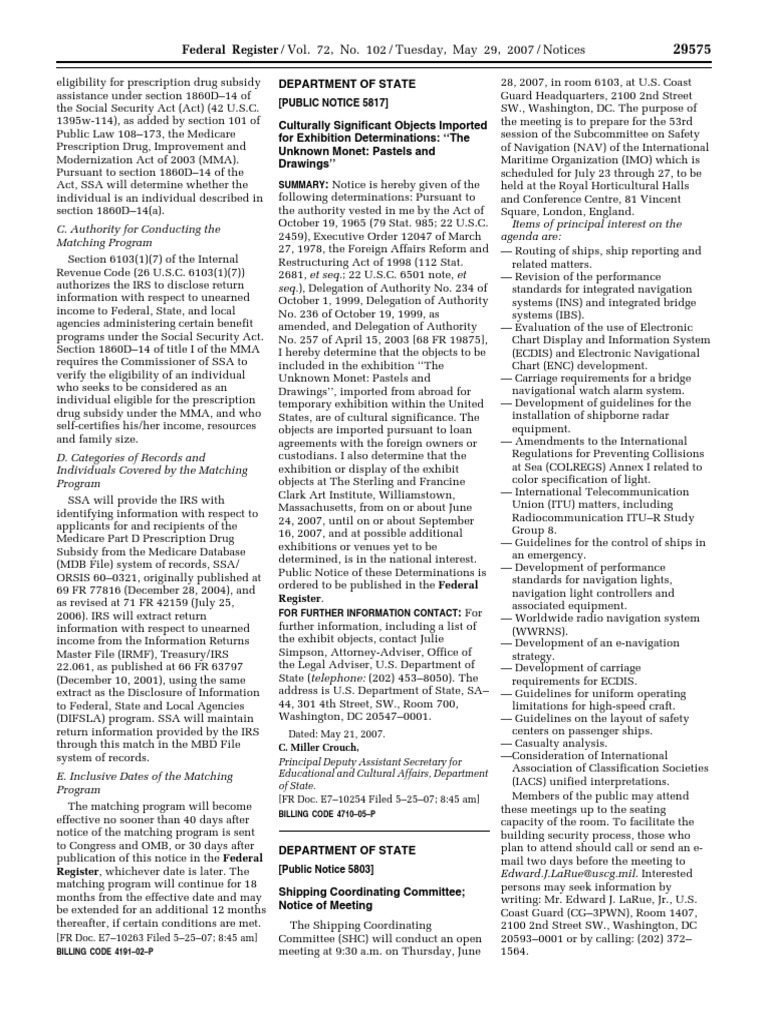 Notice: Culturally Significant Objects Imported For Exhibition: Unknown ...