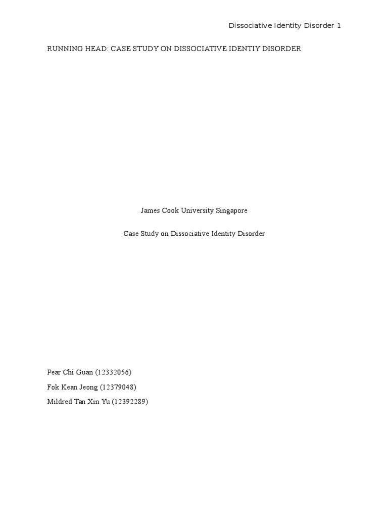 Case Study: Dissociative Identity Disorder | PDF