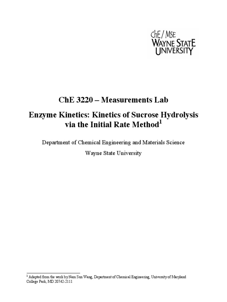 Enzyme Kinetics - Lab Manual 02-16-09 HM | PDF | Enzyme Kinetics | Sucrose