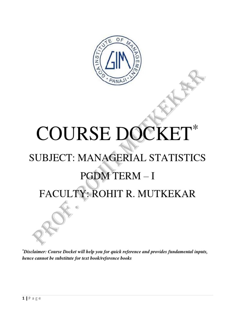 Managerial Statistics | PDF | Statistical Hypothesis Testing ...