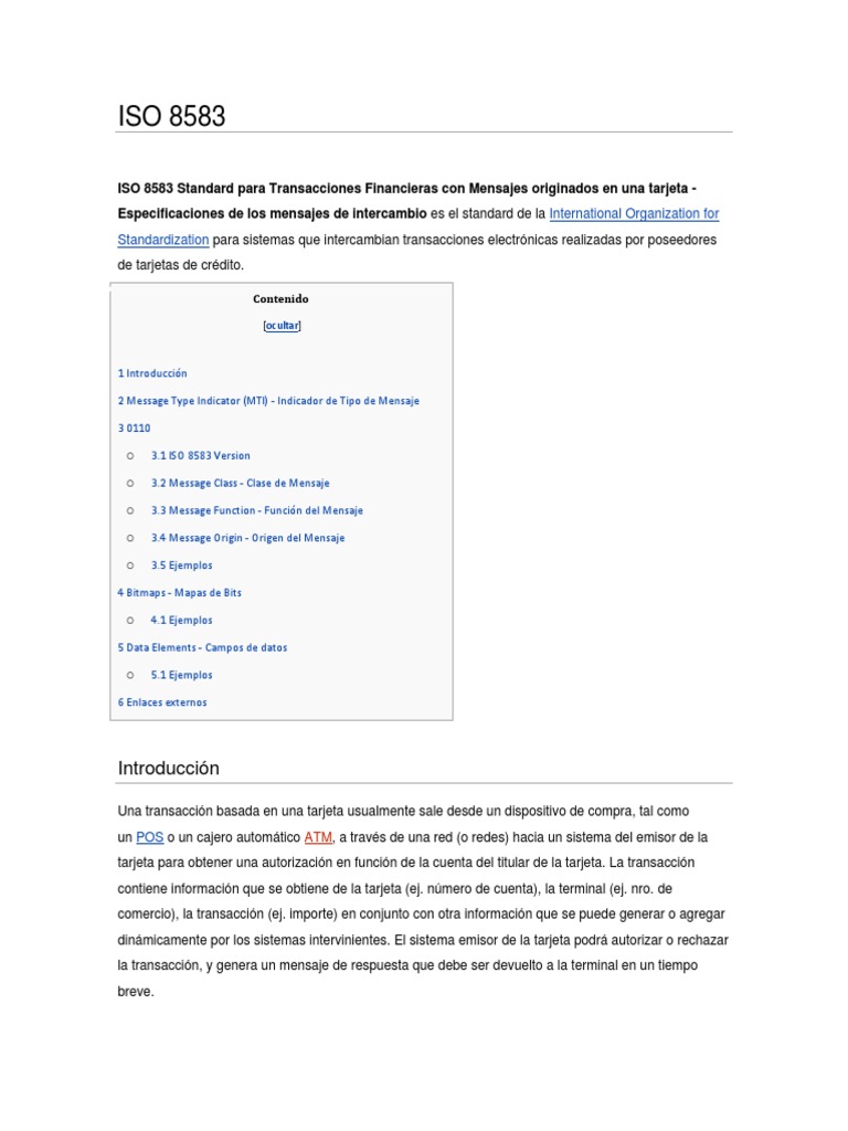 ISO 8583 Es | PDF | Reglas | La referencia funciona
