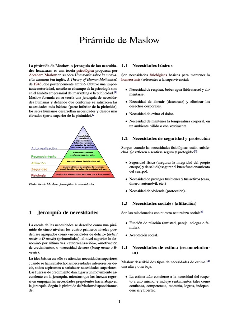 Pirámide de Maslow | Descargar gratis PDF | Acción (filosofía) | Conceptos psicologicos