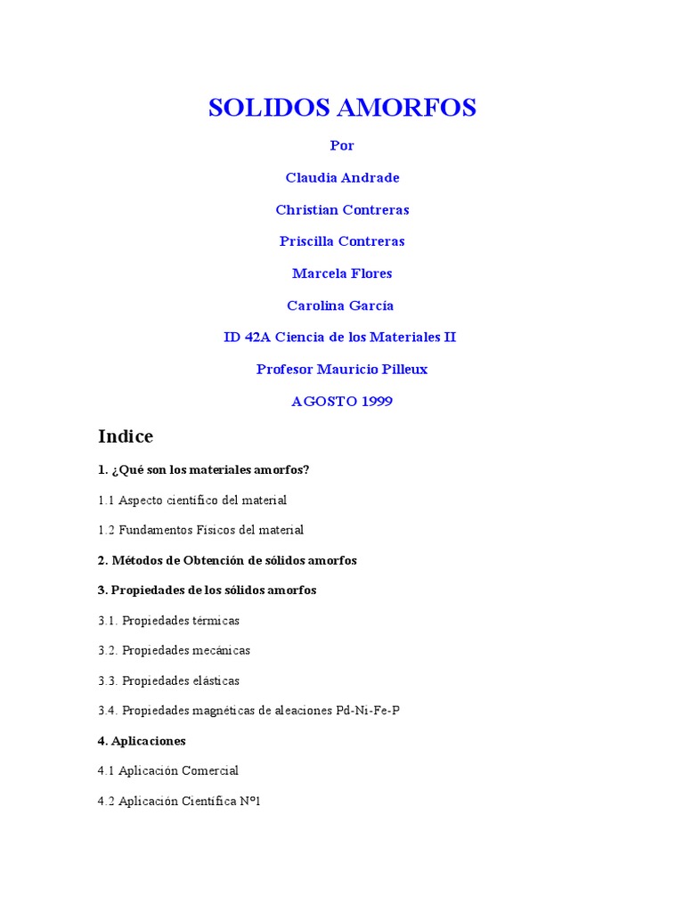 Propiedades y Aplicaciones de Sólidos Amorfos | PDF | Sólido amorfo ...