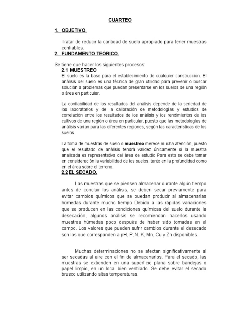 CUARTEO | PDF | Suelo | Muestreo (Estadísticas)