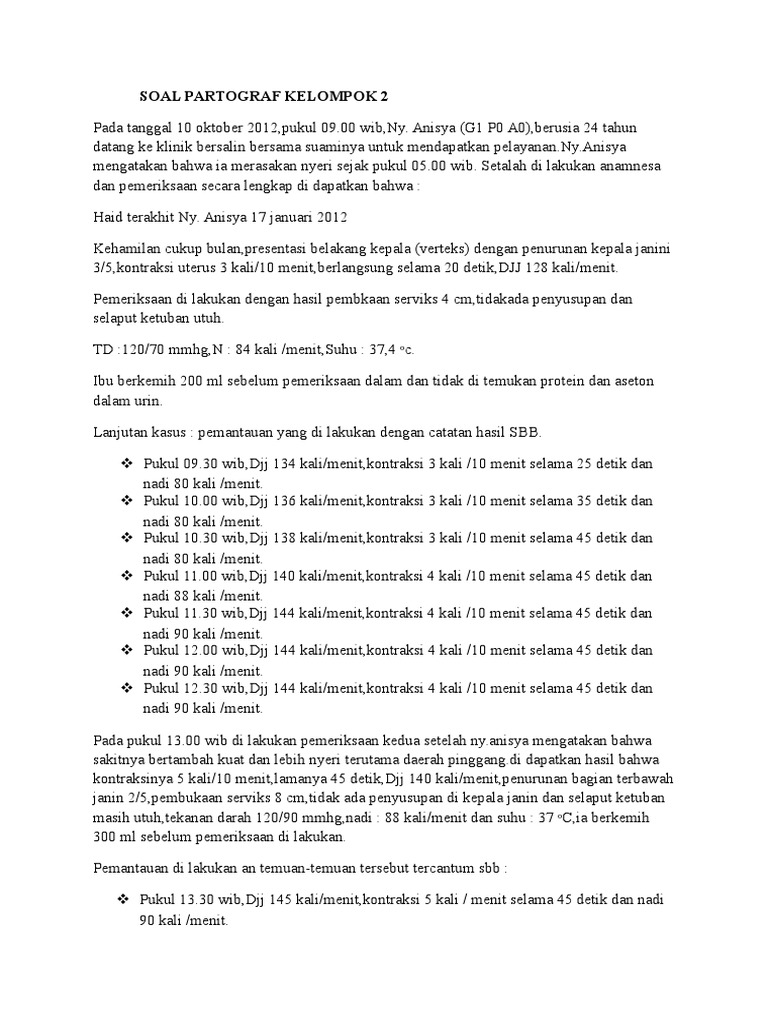 Soal Partograf Kelompok 2 | PDF