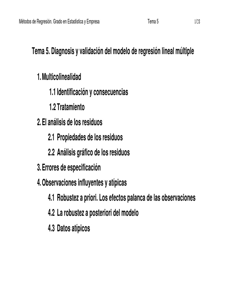 Ema5. Diagnosis y Validación Del Modelo de Regresión Lineal Múltiplepdf | PDF ...