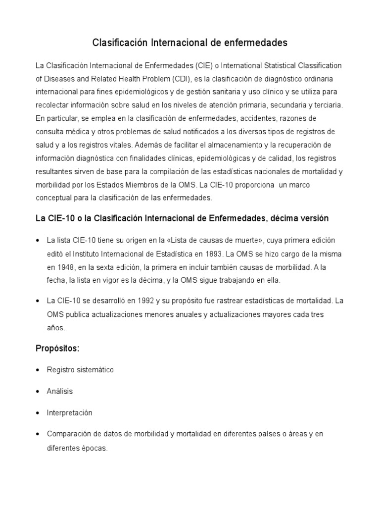 Clasificación Internacional de Enfermedades | PDF | Clasificación estadística internacional de ...