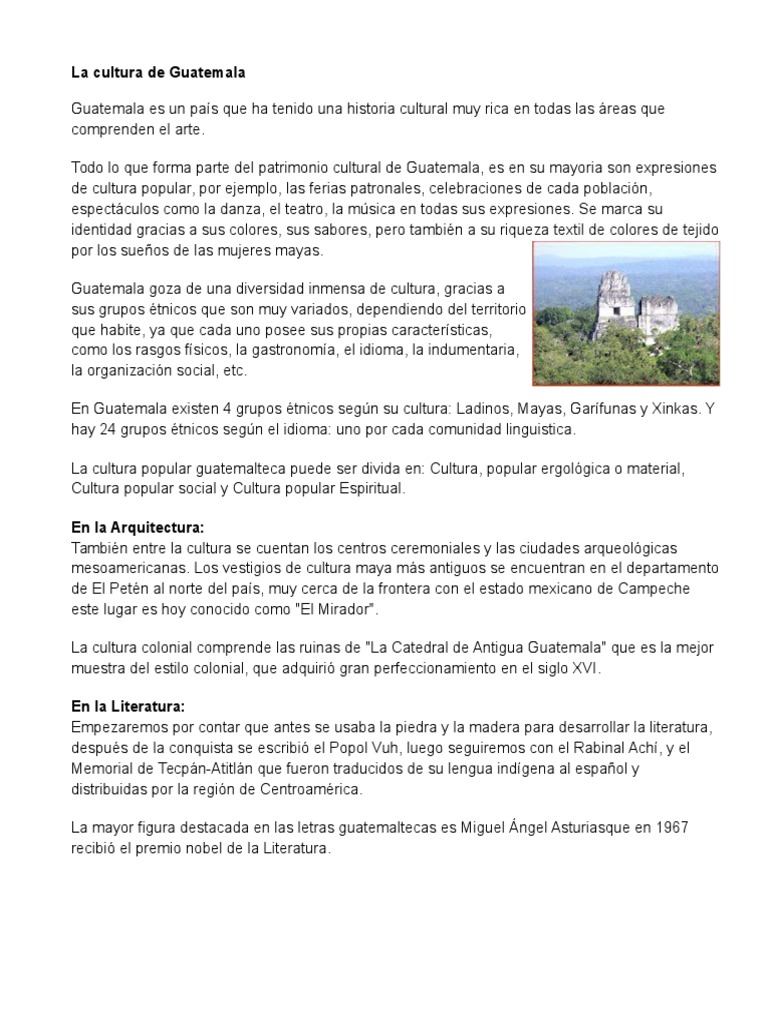 La Cultura de Guatemala | PDF | Guatemala | Civilización maya