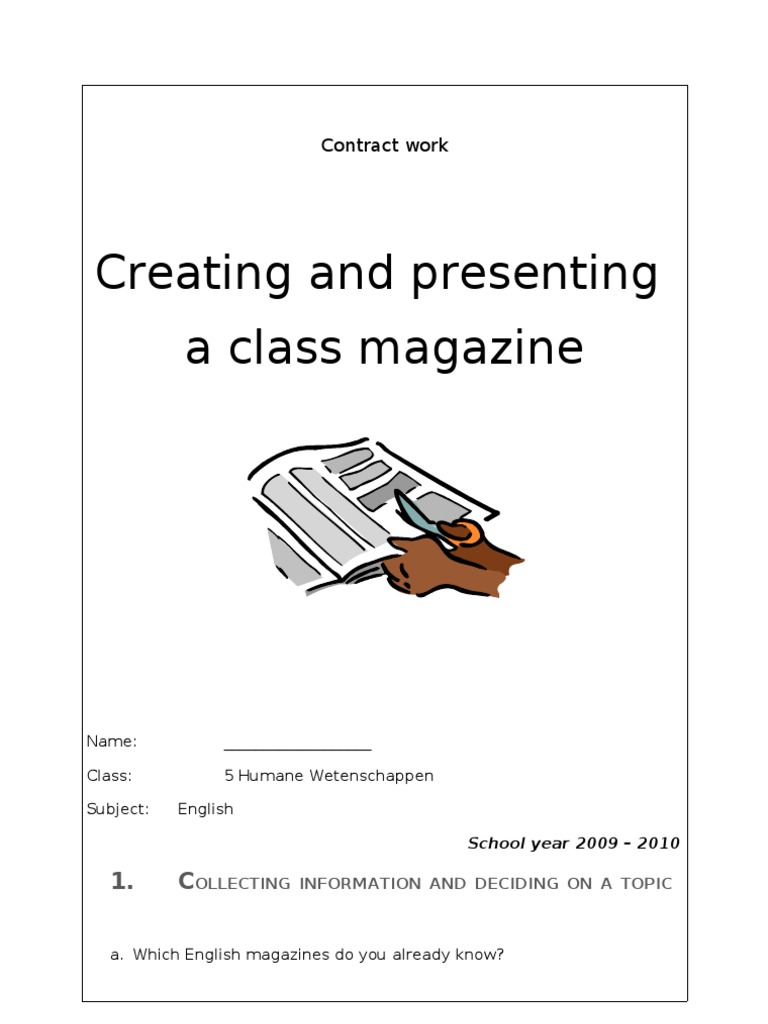 Creating and Presenting A Class Magazine: Contract Work | PDF | Human ...