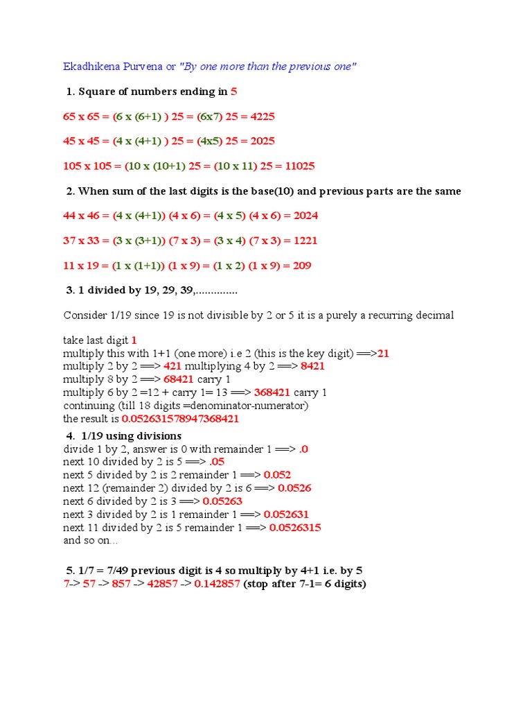 Vedic Mathematics Tutorials | PDF | Fraction (Mathematics) | Multiplication