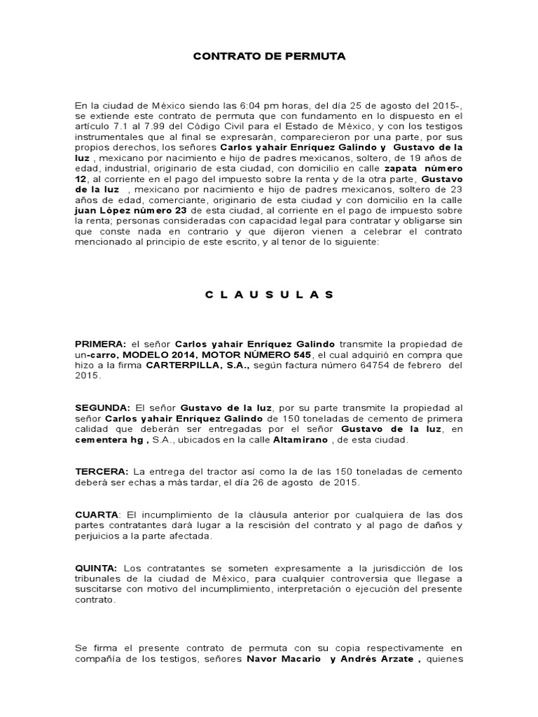 Contrato de Permuta | PDF | México | Justicia