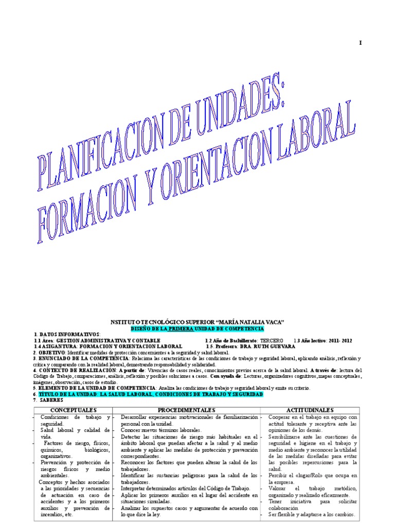 Formacion y Orientacion Laboral | PDF | Derecho laboral | Seguridad y salud ocupacional