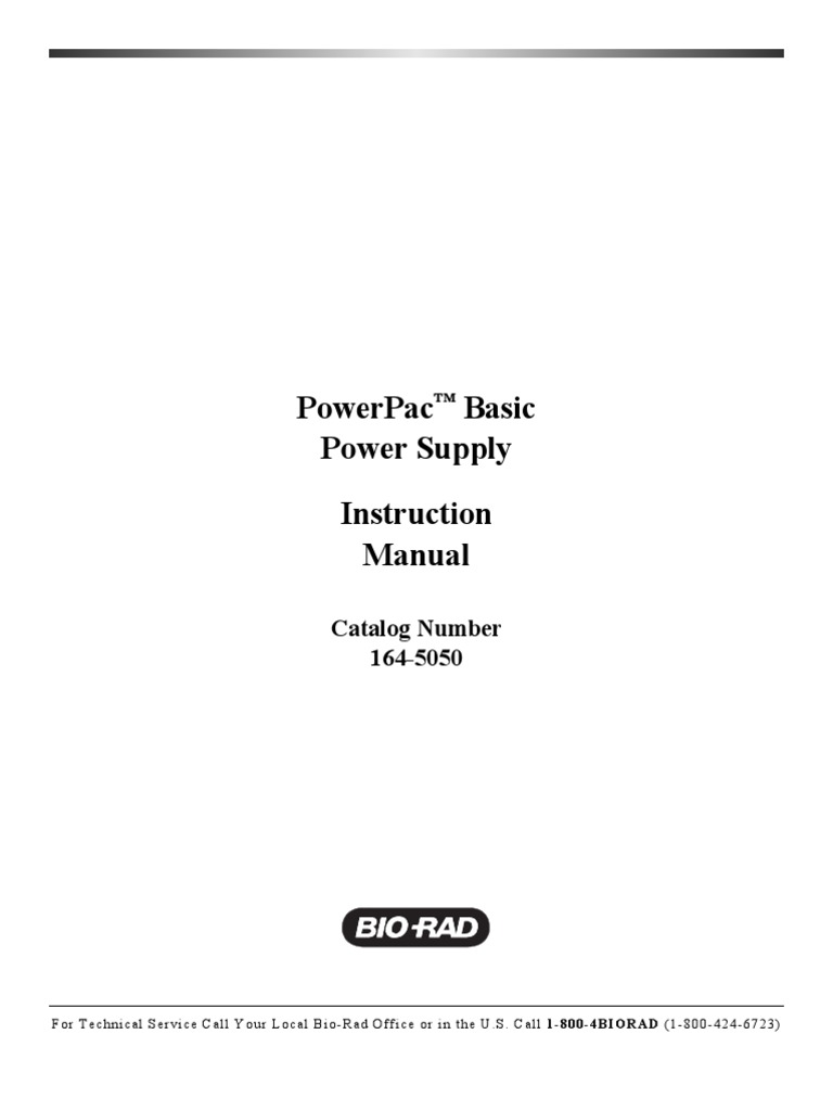 Powerpac Basic Power Supply Instruction Manual: Catalog Number 164-5050 ...