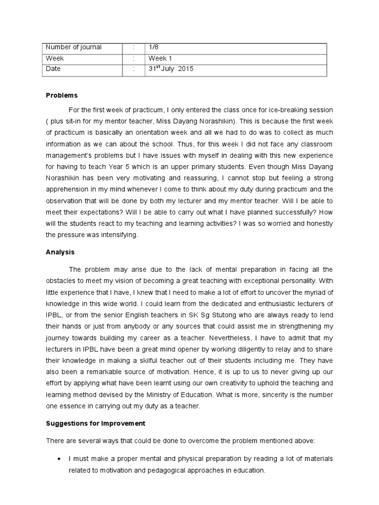 Journal Practicum 2 Week 1 | PDF | Motivation | Motivational