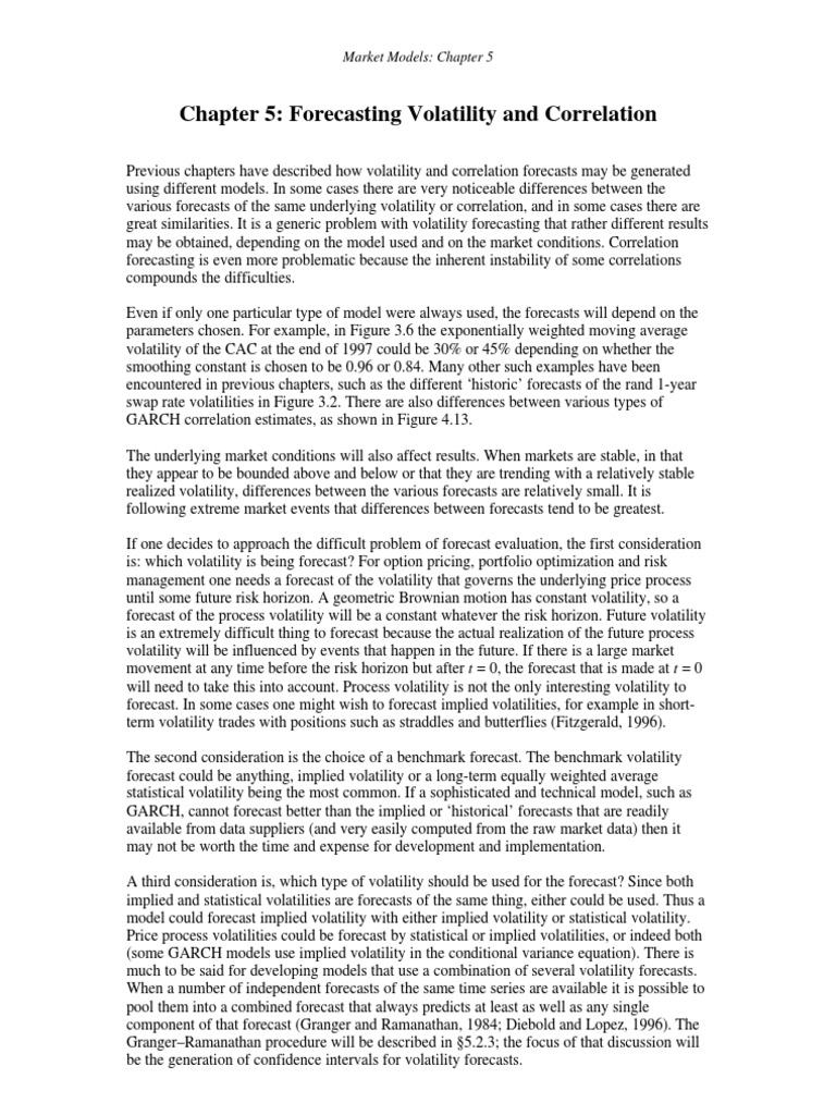 Chapter 5 Forecasting Volatility And Correlation Pdf Volatility Finance Errors And