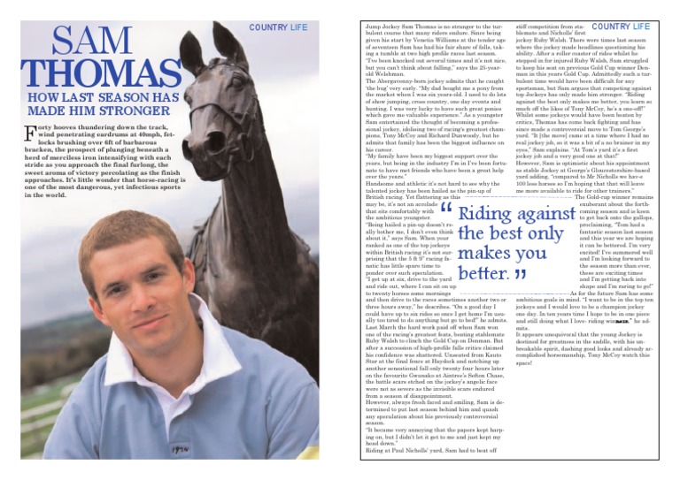 Sam Thomas New2 | PDF | Jockey | Equestrianism