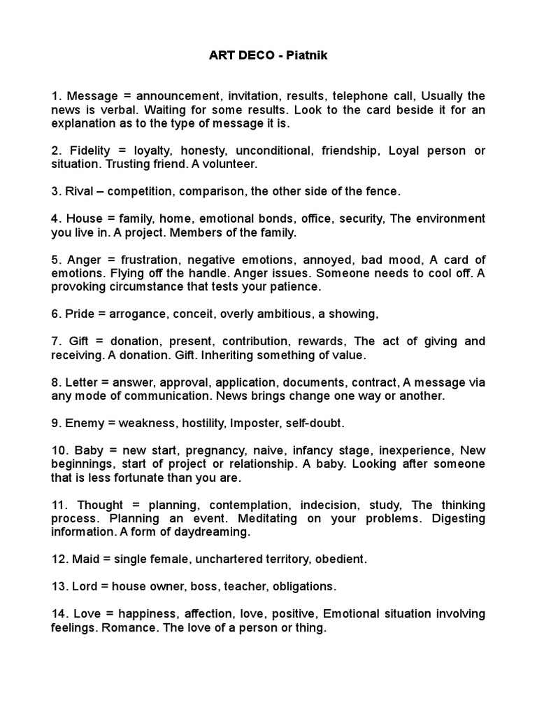 Art Deco Meaning Cards | PDF | Theft | Envy