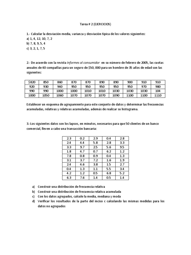 Tarea # 2 (Probabilidad y Estadística) | PDF | Probabilidades y ...