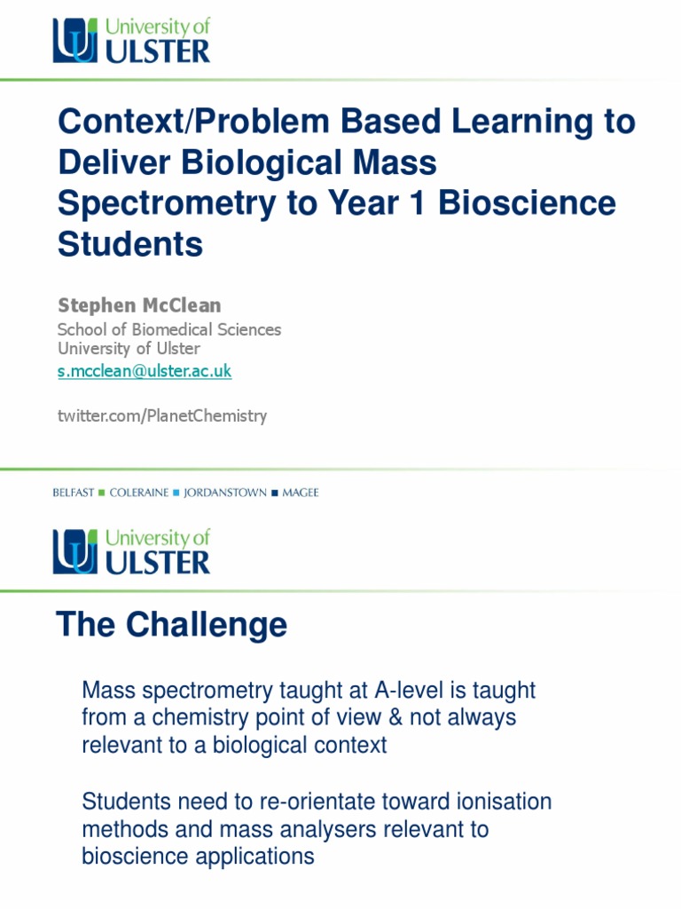 Contextproblem Based Learning To Deliver Biological Mass Spectrometry