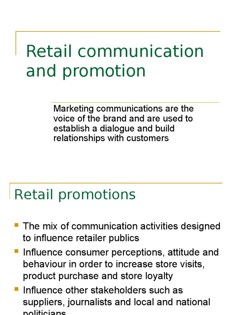 Retail Communication and Promotion Strategies | PDF | Retail | Sales