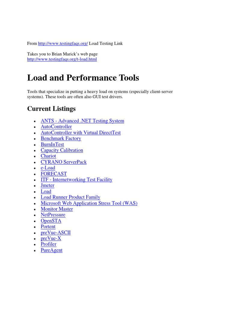 Load and Performance Tools | PDF | Microsoft Windows | World Wide Web