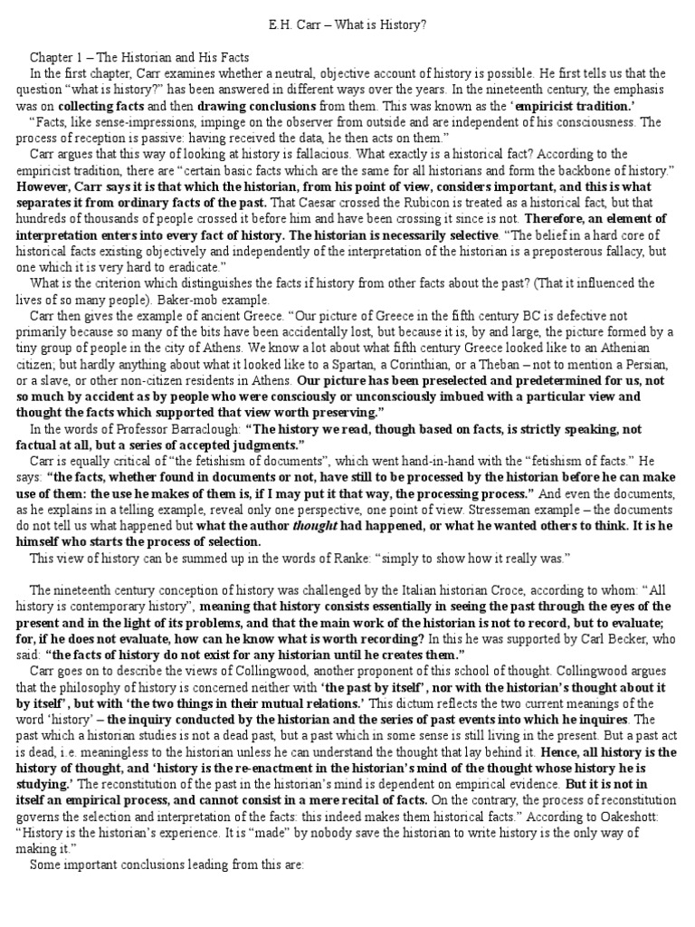 E.H. Carr - Notes | PDF | Historian | Causality