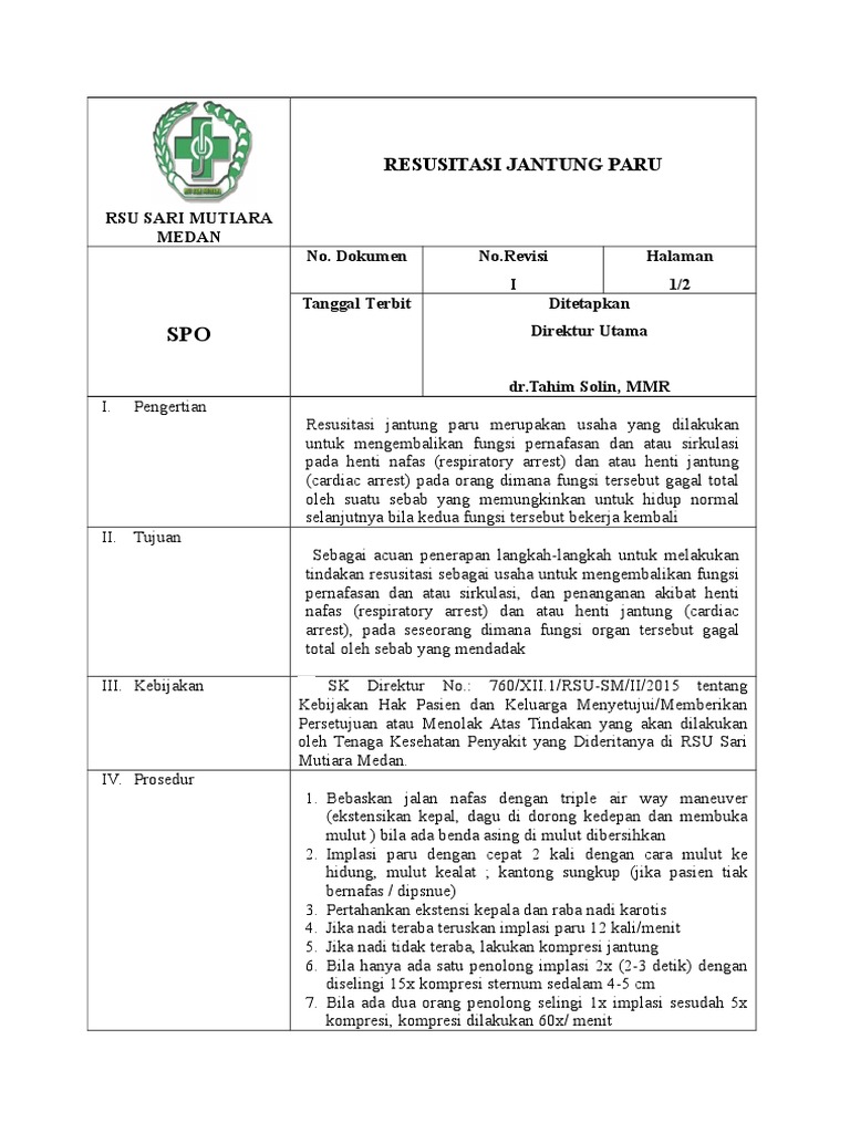 Spo Resusitasi Dan DNR | PDF