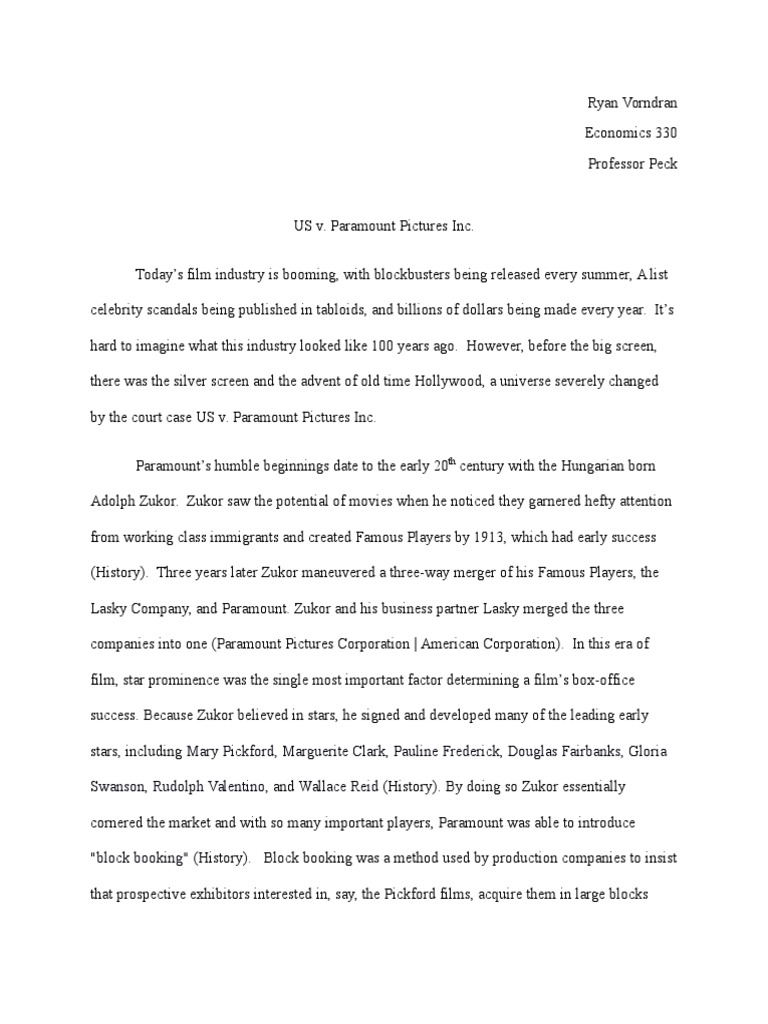 US V Paramount Pictures Inc | PDF | Paramount Pictures | Cinema Industry