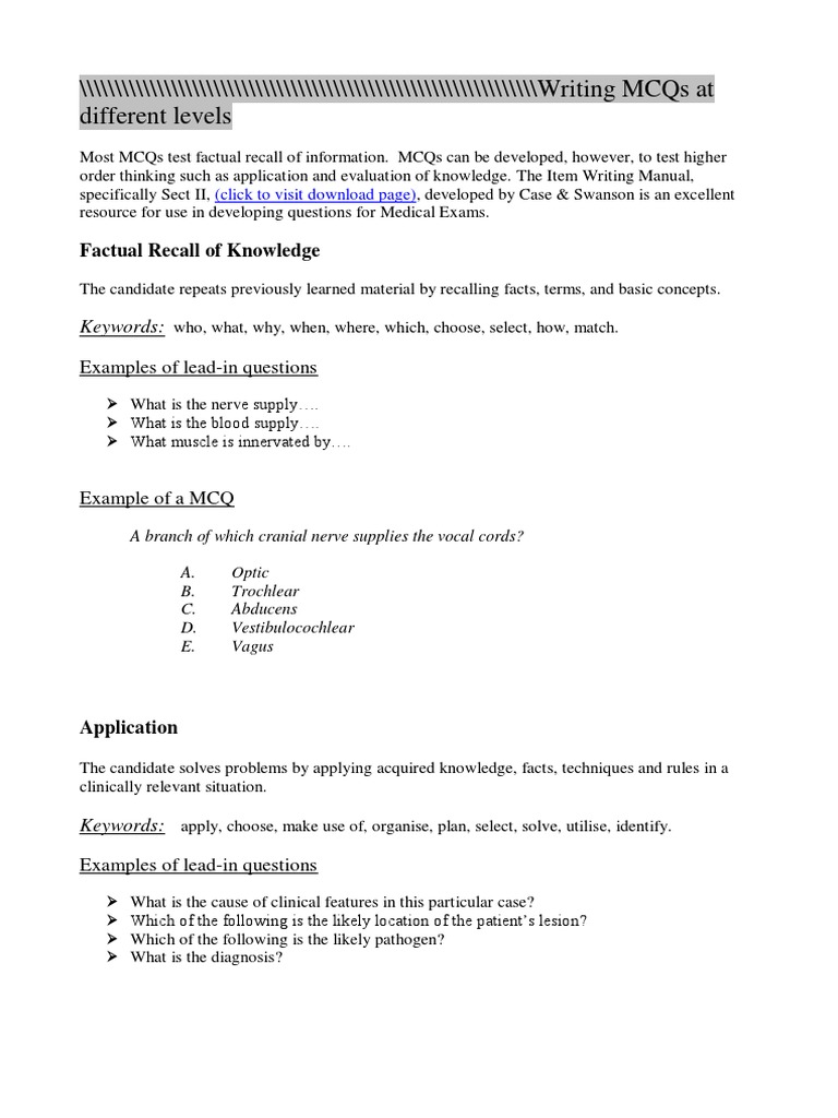 Writing Mcqs at Different Levels | Multiple Choice | Test (Assessment)