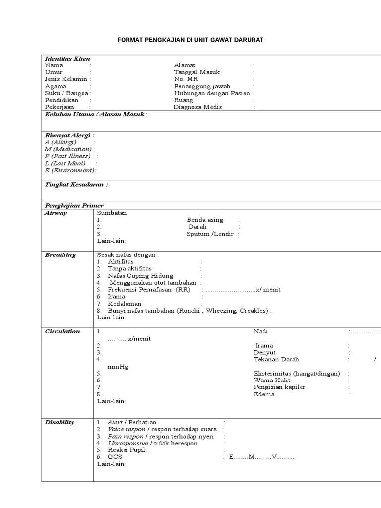 Form Pengkajian Igd+icu | PDF