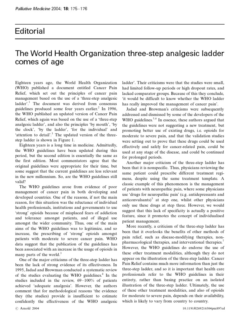 The World Health Organization Three-Step Analgesic Ladder | PDF ...
