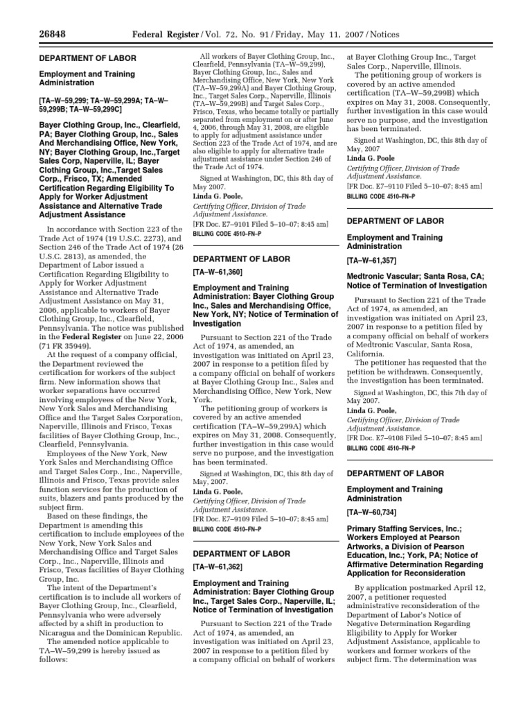 Notice: Adjustment Assistance Applications, Determinations, Etc ...