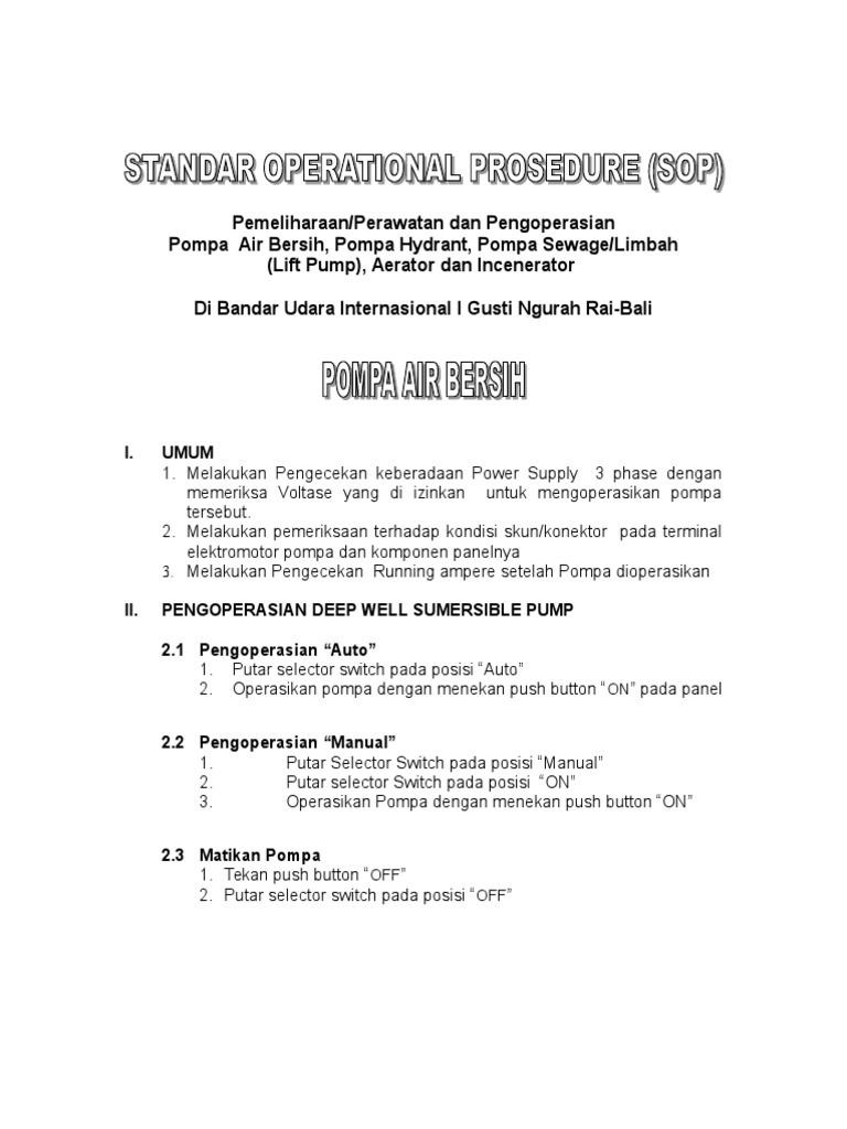 SOP Pompa | PDF