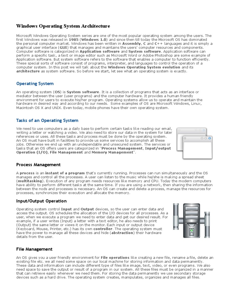 Windows Operating System Architecture | PDF | Operating System ...