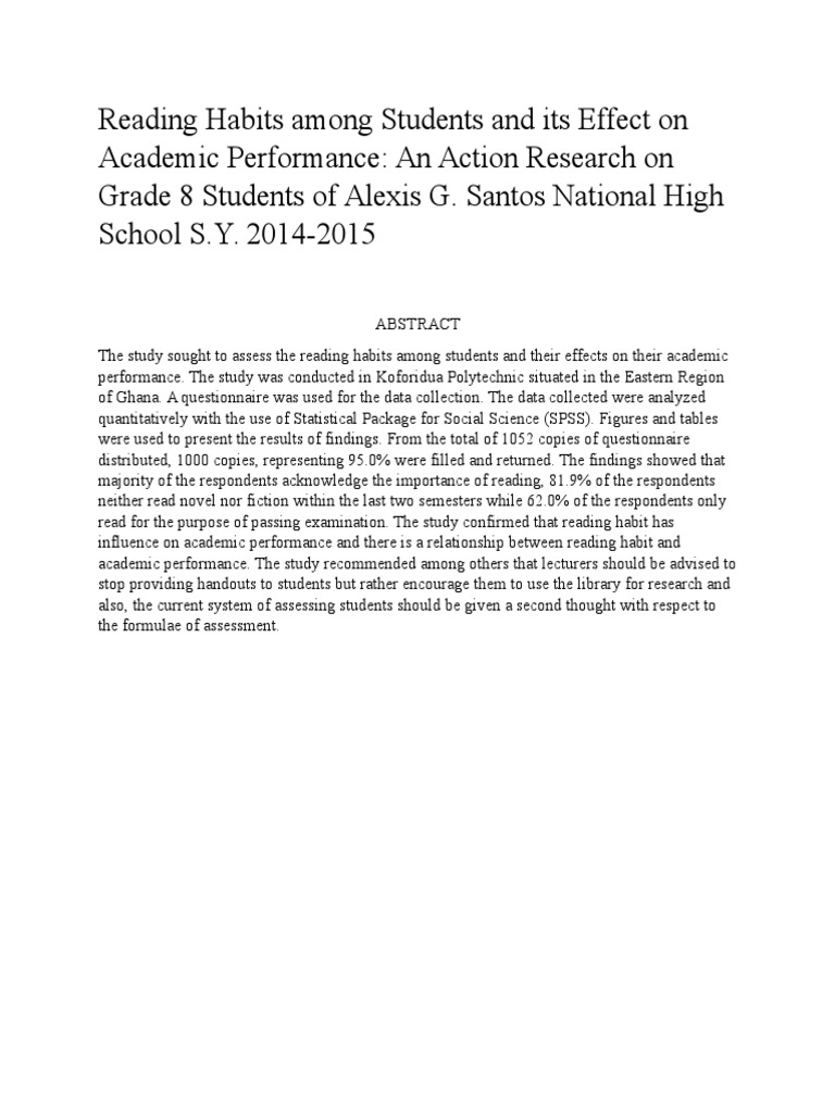 Reading Habits and Academic Performance | PDF