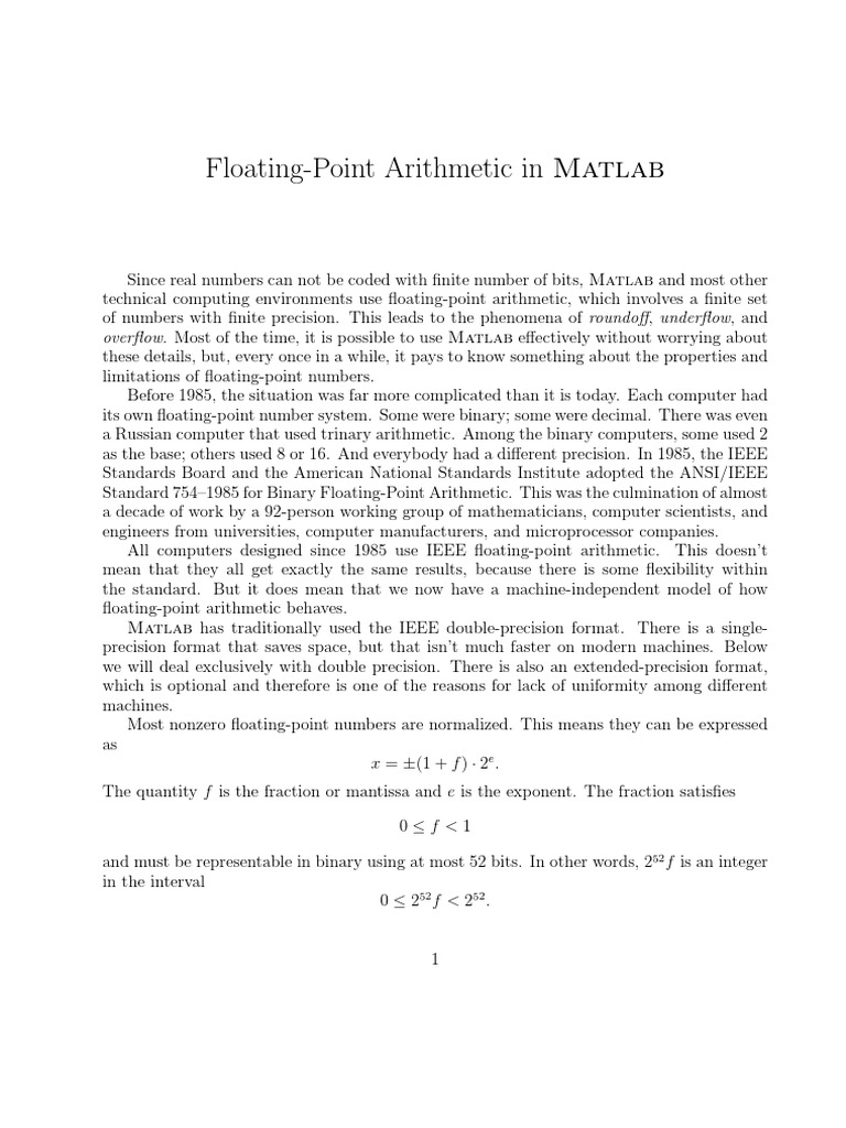Floating Point Arithmetic Pdf Numbers Arithmetic