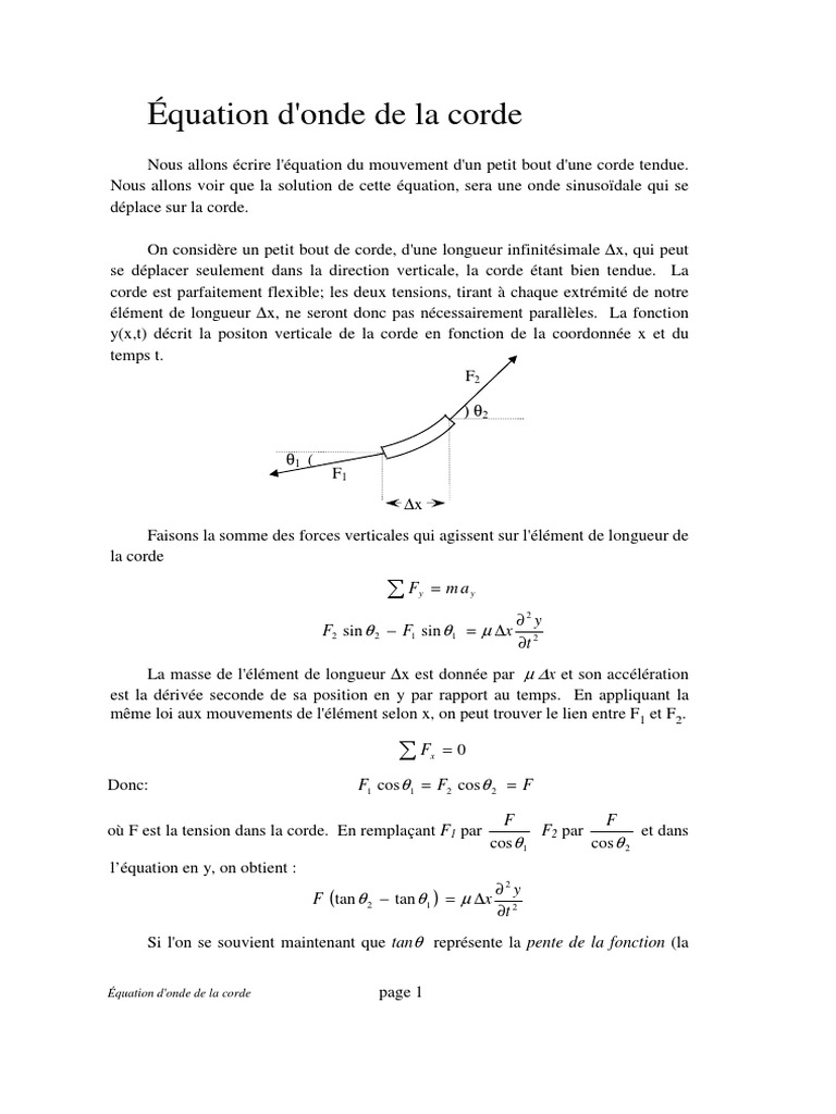 Équation d'onde de la corde | PDF | Équation d'onde | Vagues