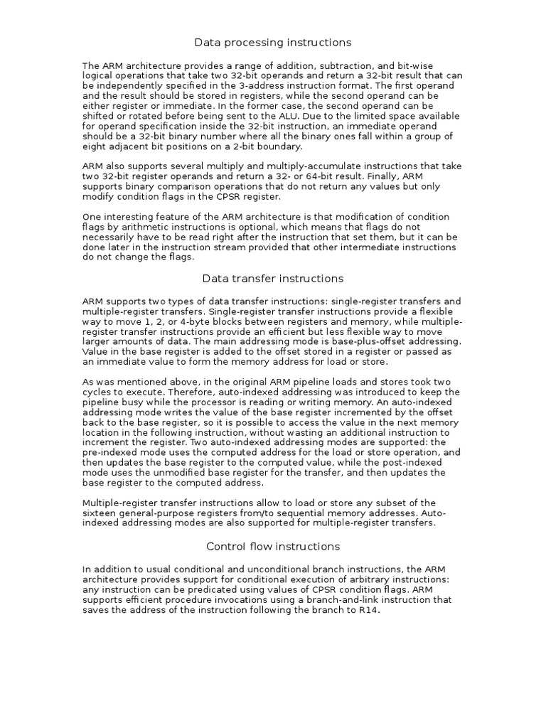 Data Processing Instructions | Download Free PDF | Instruction Set | Arm Architecture