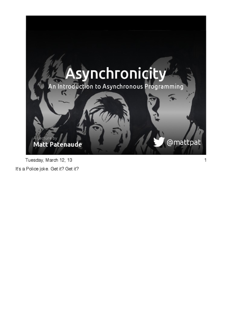 Asynchronicity An Introduction To Asynchronous Programming Pdf Callback Computer