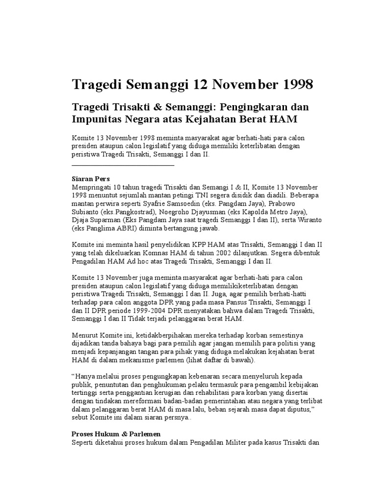 Tragedi Semanggi 12 November 1998 | PDF