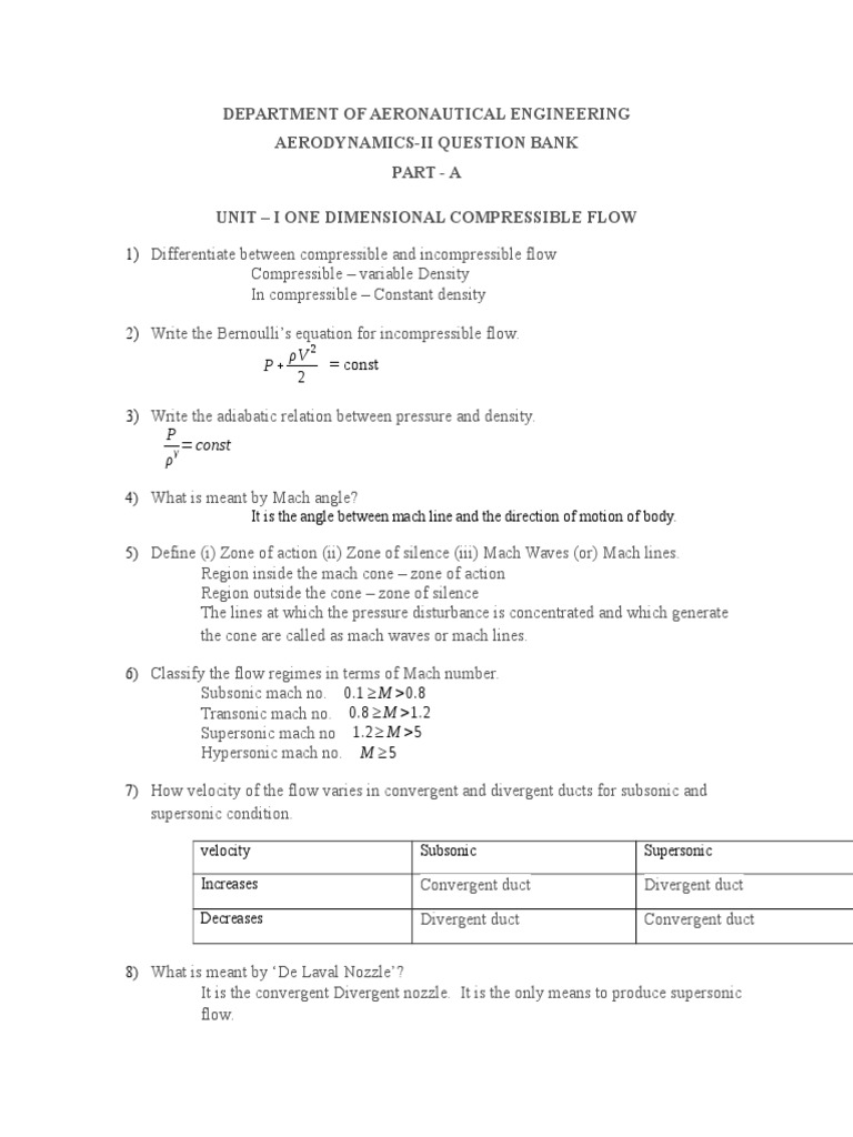 Aerodynamics-II Question Bank | PDF | Mach Number | Compressible Flow