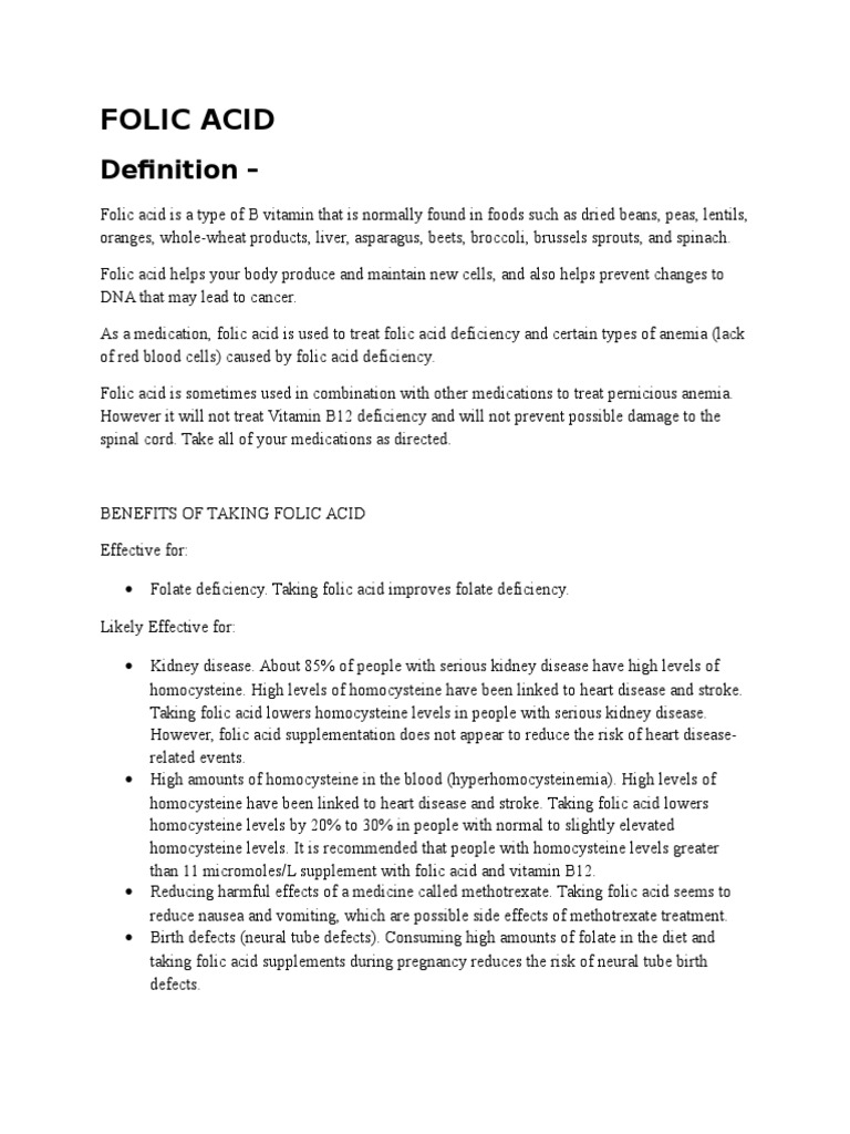 Folic Acid | PDF | Folic Acid | Diet & Nutrition