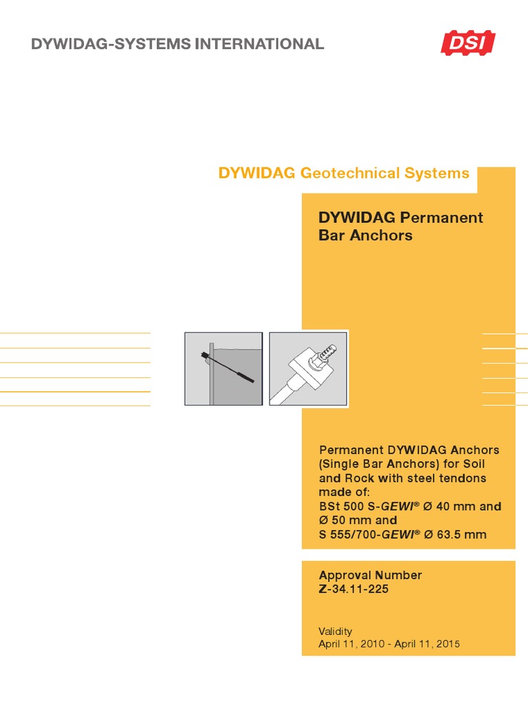 DSI DYWIDAG Z 34.11 225 Permanent Bar Anchors en | PDF | Corrosion ...